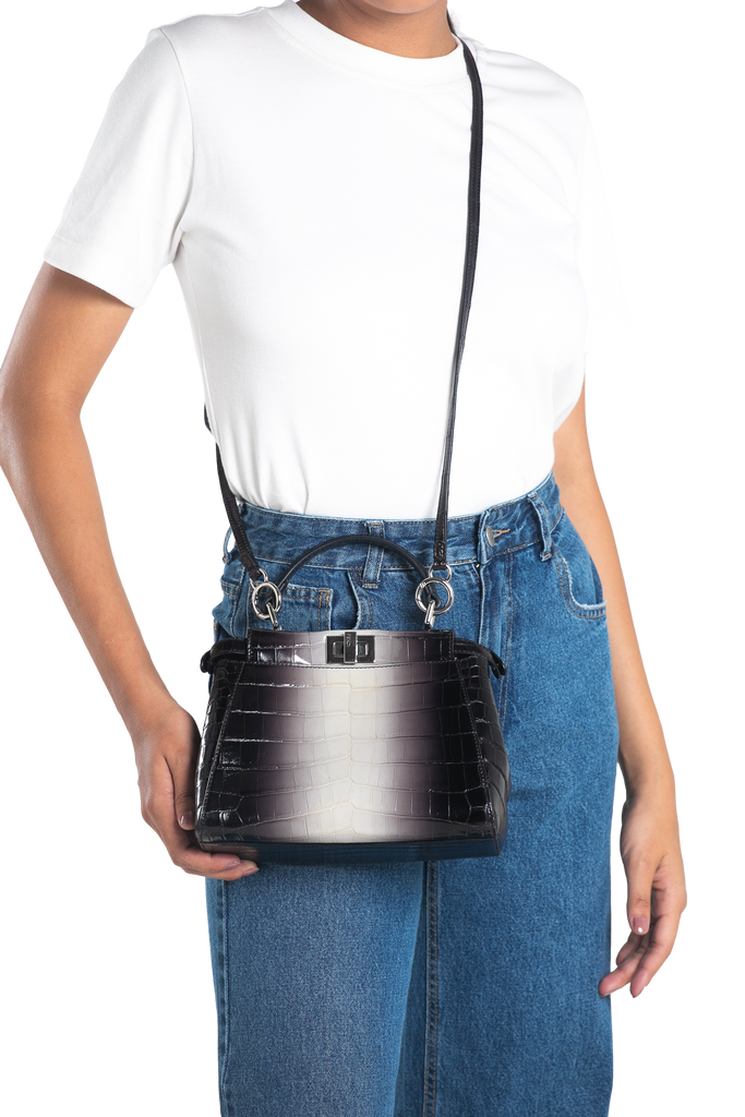 FENDI PEEKABOO CROCO BLACK & WHITE – Troca de Luxo